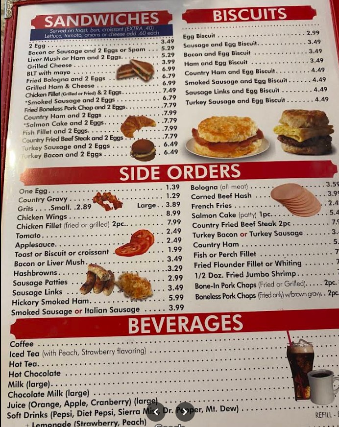 Sunflower Family Restaurant Menu | Classic Southern Breakfast & Lunch ...