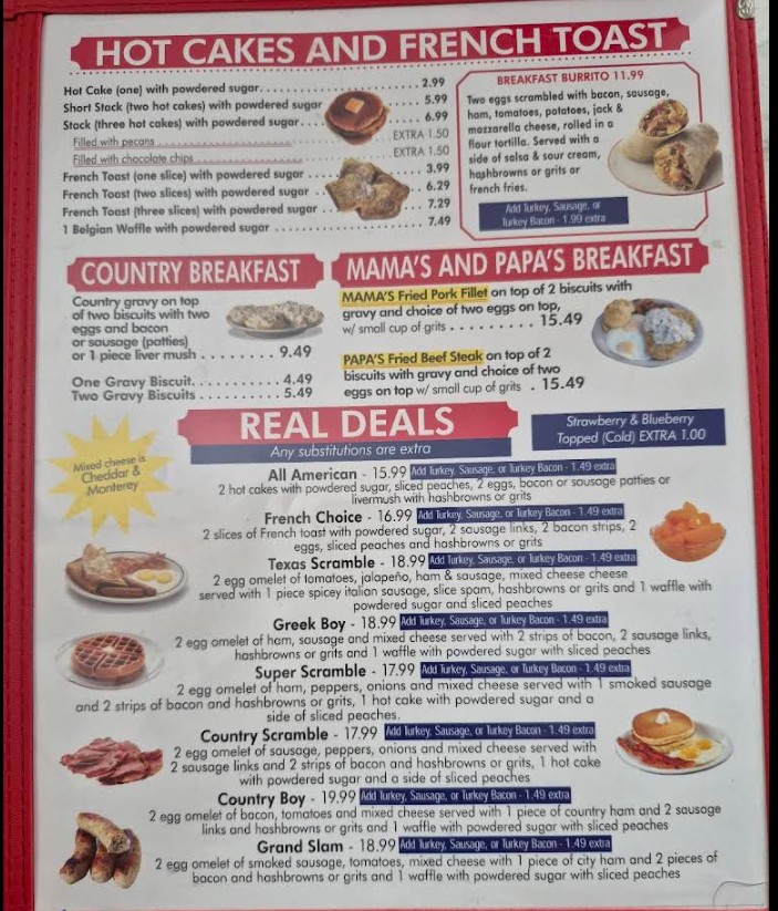 Sunflower Family Restaurant Menu | Classic Southern Breakfast & Lunch ...